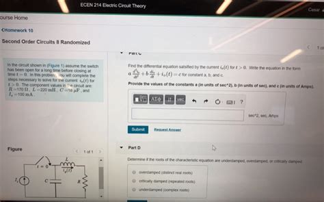 Solved Homework Second Order Rcuits8 Randomized Part A In
