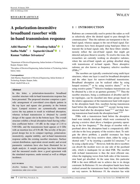A Polarization‐insensitive Broadband Rasorber With In‐band Transmission