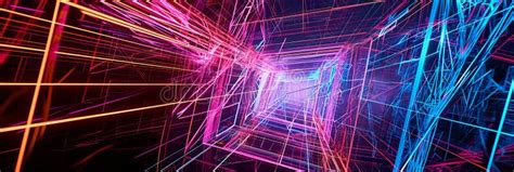 Lattice Structure With Intersecting Neon Lines Forming Complex Geometric Patterns Generative