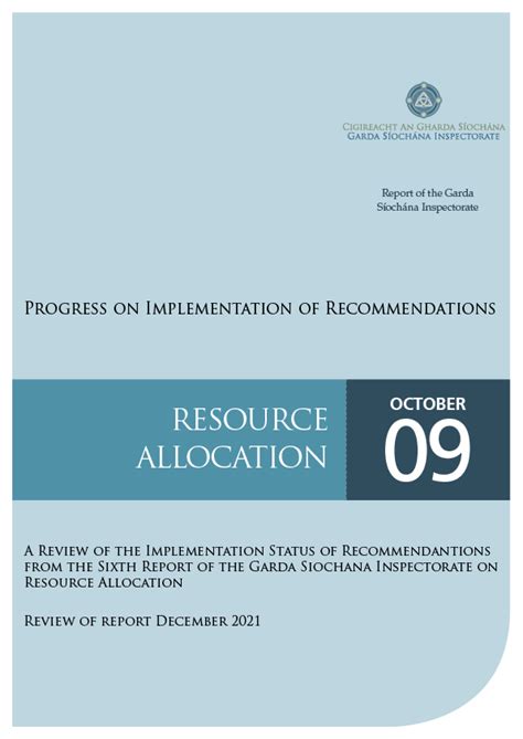 implementation of recommendations from ‘resource allocation report