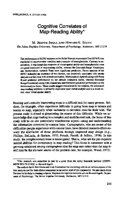 Pdf Cognitive Correlates Of Map Reading Ability
