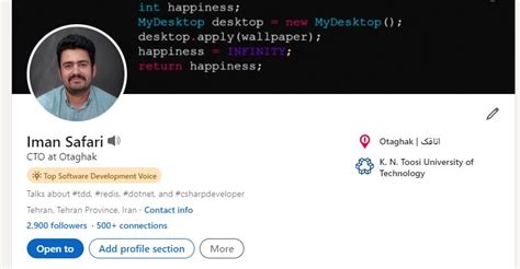 Iman Safari On Linkedin Badge Linkedin