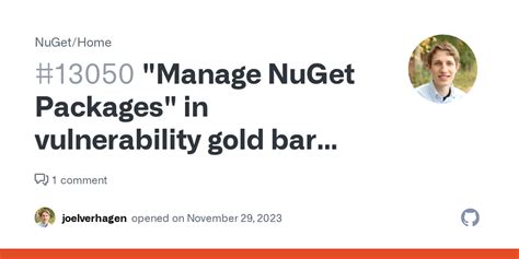 Manage Nuget Packages In Vulnerability Gold Bar Could Take You To A Better Pm Ui View · Issue