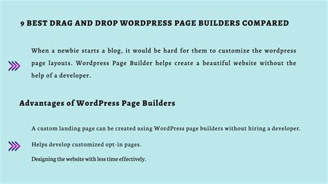 Ppt 9 Best Drag And Drop Wordpress Page Builders Compared Powerpoint Presentation Id12001671