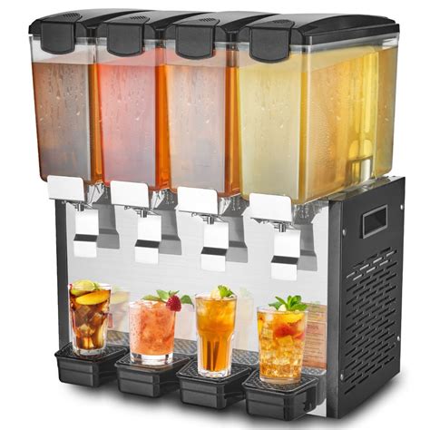 Vevor Commercial Beverage Dispenser 10l X 4 Tanks Cold Juice Ice Drink