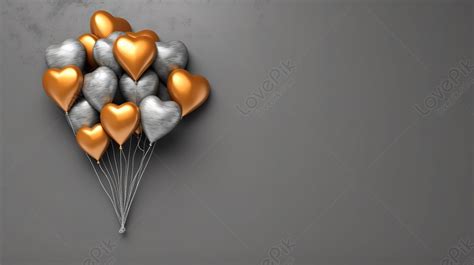 회색 벽에 있는 멋진 3d 황금 하트 모양의 풍선 클러스터 다이 배경 회색 풍선 배경 색상 배경 이미지 Hd 다이 회색 풍선 색상 배경 사진 무료 다운로드