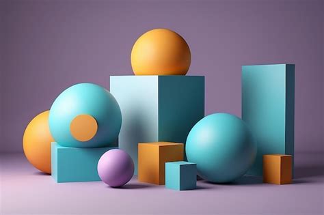 Premium Photo Abstract Geometric Shape Group Set Minimal Abstract Background 3d Rendering
