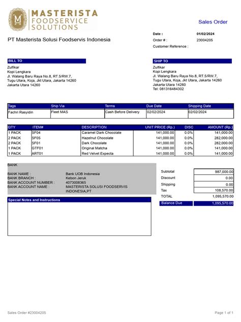 Sales Order 010224 Kopi Lengkara Unsigned Pdf Money Economies