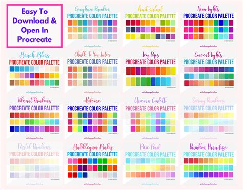 Rainbow Procreate Color Palette Bundle Cute Digital Art Digital Illustration Ipad
