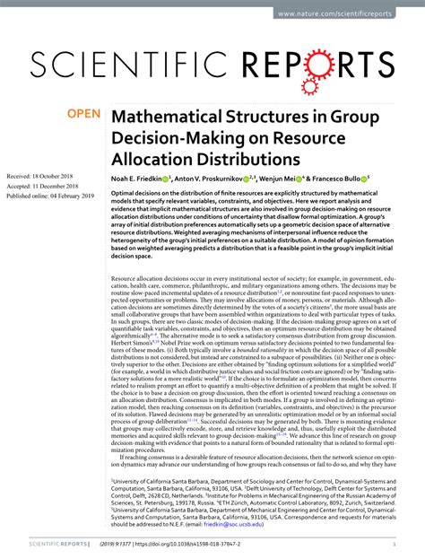 Pdf Mathematical Structures In Group Decision Making On Resource Allocation Distributions