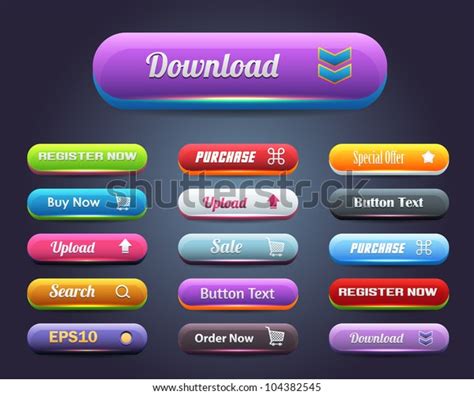 Web Elements Shiny Vector Button Set Stock Vector Royalty Free 104382545