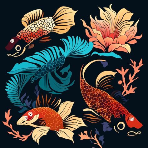 Premium Vector Exotic Fish Illustrations Oceanic Iconic Designs