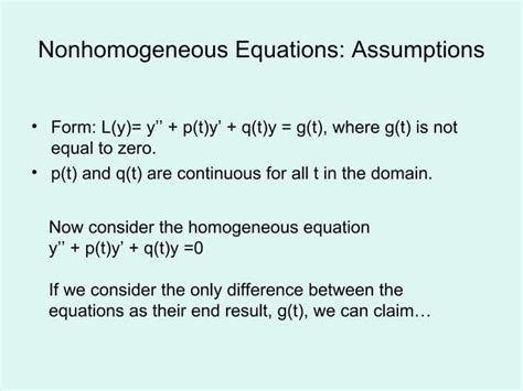 Differential Equations Lecture Non Homogeneous Linear Differential Equations Ppt