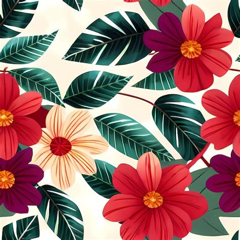 Premium Photo Floral Seamless Repeat Pattern Design Flowers For Textile Design Fabric Printing