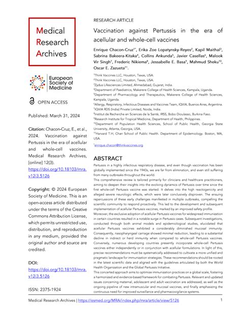 Pdf Vaccination Against Pertussis In The Era Of Acellular And Whole