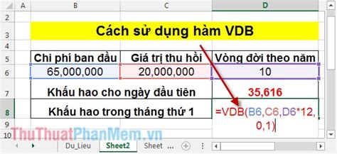 VDB Function Calculate Asset Depreciation By The Declining Balance