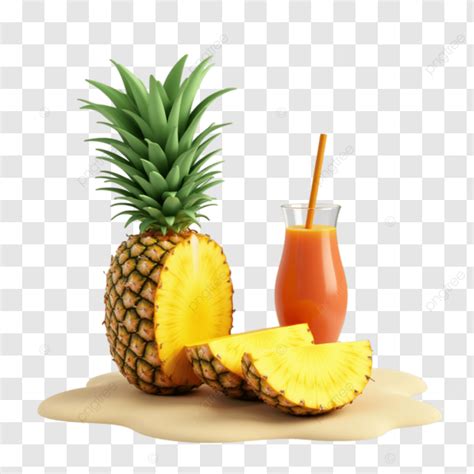 빨대와 슬라이스 장식으로 새겨진 열대 파인애플 음료 열대 파인애플 음료 조각 된 파인애플에 제공됩니다 빨대와 슬라이스가
