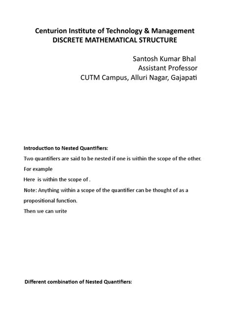 Cutm Module 2 Nested Interval Pdf First Order Logic Logic