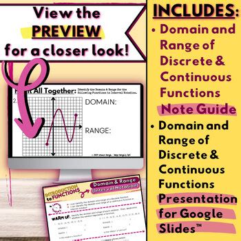 LESSON BUNDLE Domain Range Of Discrete Continuous Functions