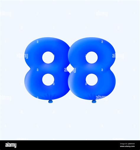 Blue 3D Number 88 Balloon Realistic 3d Helium Blue Balloons Vector