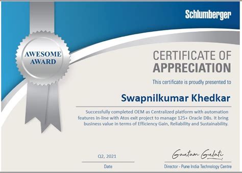 Swapnilkumar Khedkar On Linkedin Thank You Schlumberger For This