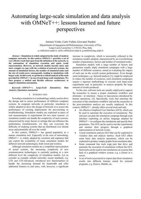 Pdf Automating Large Scale Simulation And Data Analysis With Omnet