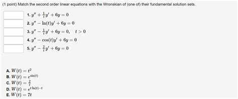 Solved 1 Point Match The Second Order Linear Equations