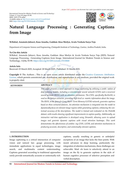Pdf Natural Language Processing Generating Captions From Image
