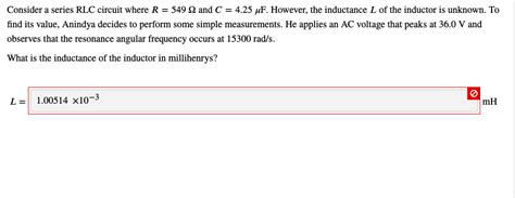 Solved For A Particular Rlc Series Circuit The Capacitive