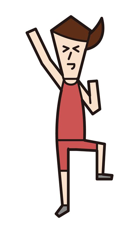 점프하는 것을 기뻐하는 여자의 일러스트 무료 일러스트 소재집 Kukukeke