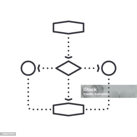 순서도 아이콘 선형 격리 된 그림 얇은 선 벡터 웹 디자인 기호 흰색 배경에 편집 가능한 스트로크와 개요 개념 기호 개념에 대한