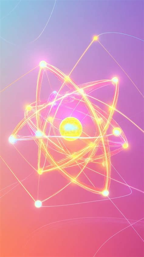 Atom Orbiting Electrons Glowing Energy Structure Physics Science Stock