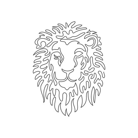 Premium Vector Single Swirl Continuous Line Drawing Of Predatory Lion For Icon Sign