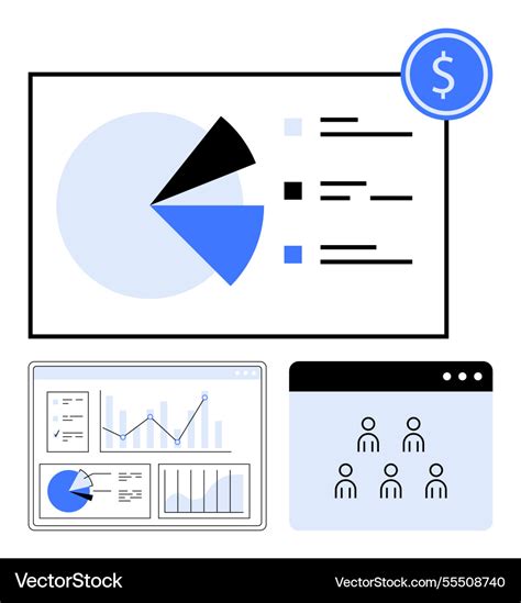 Data Visualization With Pie Chart Analytics Vector Image