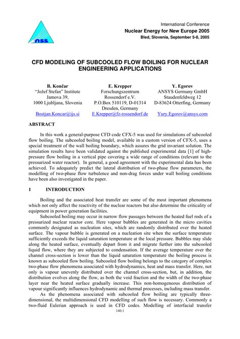 Pdf Cfd Modeling Of Subcooled Flow Boiling For Nuclear Engineering Applications
