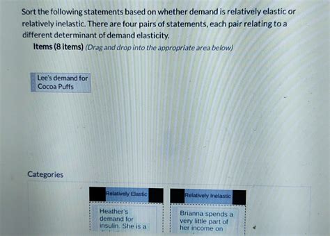 Solved Sort The Following Statements Based On Whether Demand