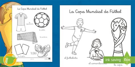 Hojas De Colorear De Vocabulario La Copa Mundial De Fútbol