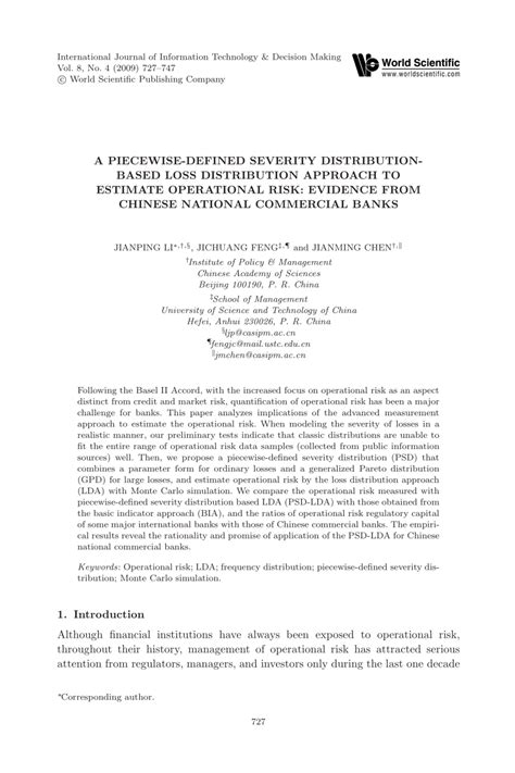 Pdf A Piecewise Defined Severity Distribution Based Loss Distribution Approach To Estimate Pdf A Piecewise Defined Severity Distribution Based Loss Distribution Approach To Estimate