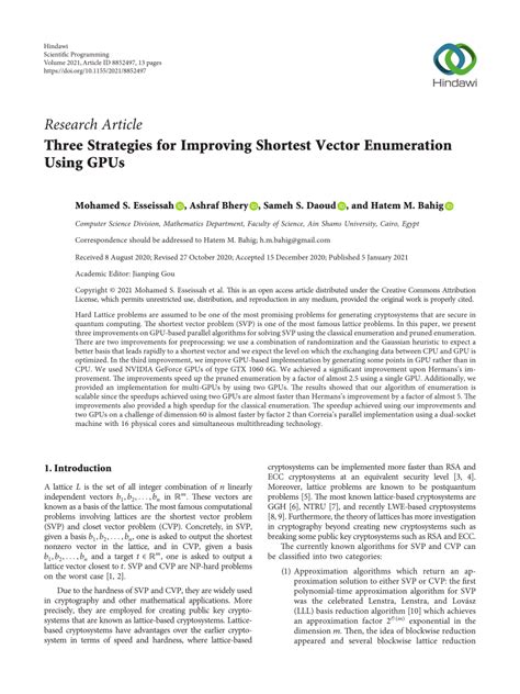 Pdf Three Strategies For Improving Shortest Vector Enumeration Using Gpus
