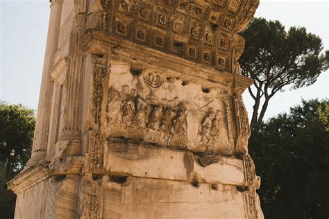 Close Up Of The Carved Detaild On The Arch Of Titus In Rome Italy
