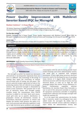 Power Quality Improvement With Multilevel Inverter Based IPQC For Microgrid PDF