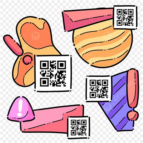 다채로운 색상의 독특한 모양 일러스트 Qr 코드 라벨 Qr 코드 Qr Wr 코드 레이블 Png 일러스트 및 Psd 이미지
