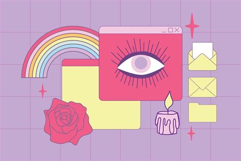 사용자 복고풍 인터페이스 요소의 콜라주 파스텔 색상의 Vaporwave 스타일 벡터 일러스트 복고풍 트렌디한 향수 스타일 80