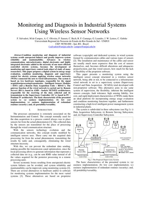 Pdf Monitoring And Diagnosis In Industrial Systems Using Wireless Sensor Networks