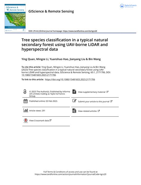 Pdf Tree Species Classification In A Typical Natural Secondary Forest