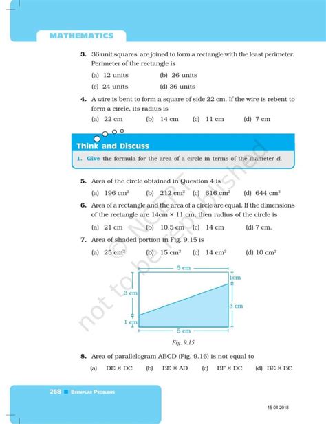 Ncert Exemplar Book For Class 7 Maths Chapter 9 Perimeter And Area