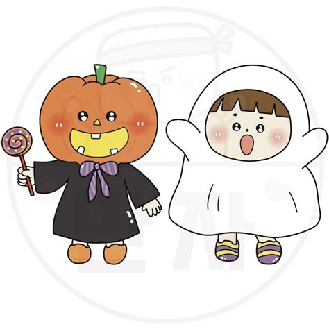 [컷도안] 할로윈 친구들2 호박인간 보자기귀신 만자디자인