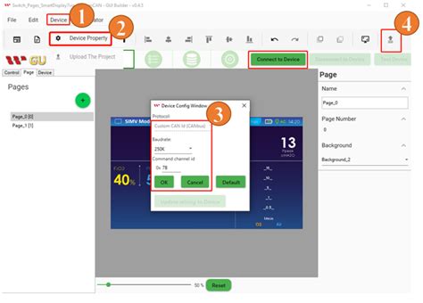send command to switch page on smart display via custom can