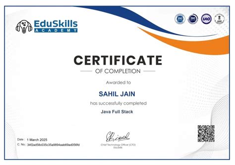 javadeveloper fullstackdevelopment internship eduskills… sahil jain