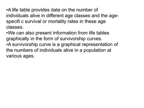 Life Table And Survivorship Curves And Their Role Ppt